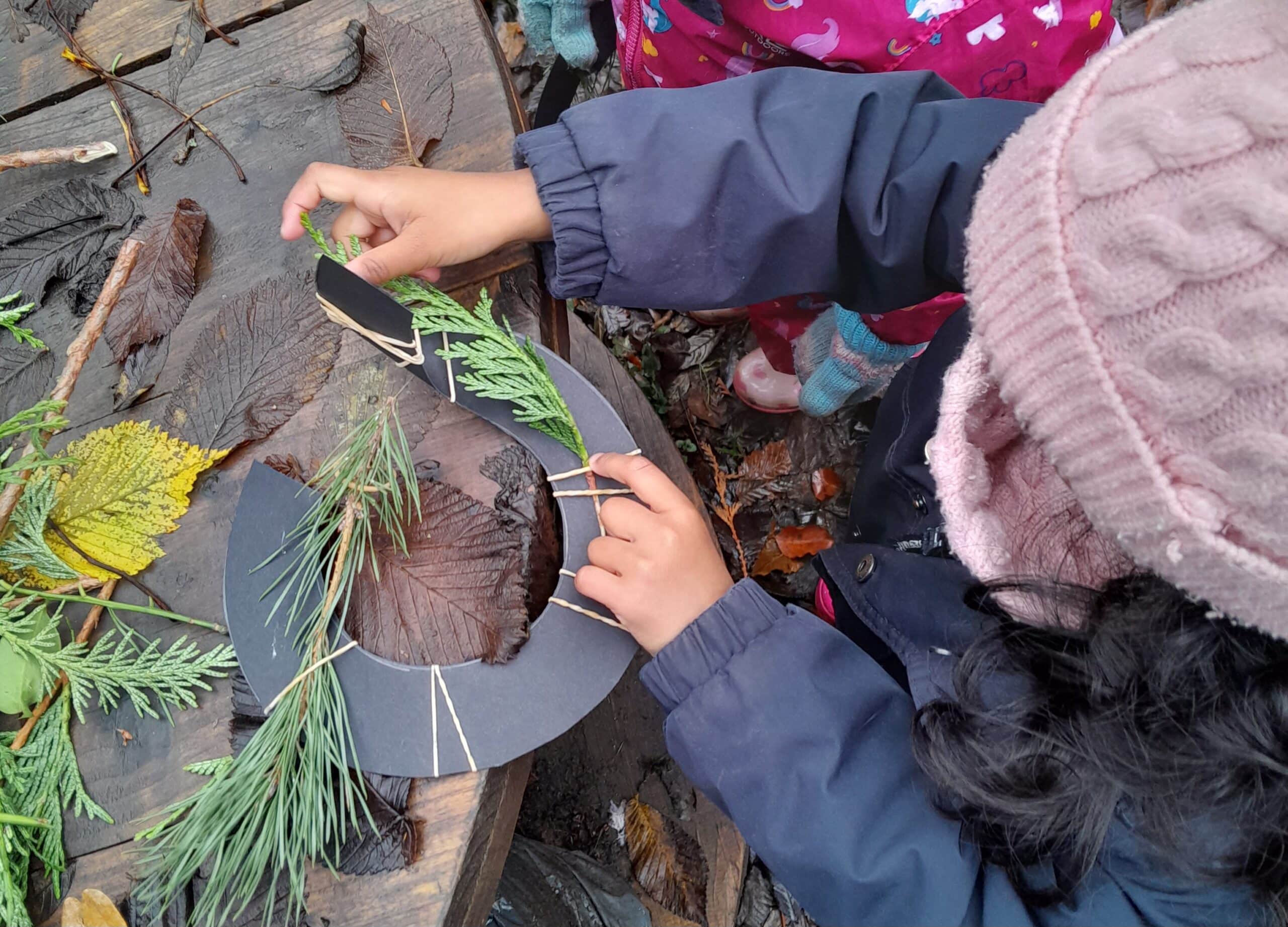 Nursery School Pupils Craft Homemade Wreaths - RMS for Girls